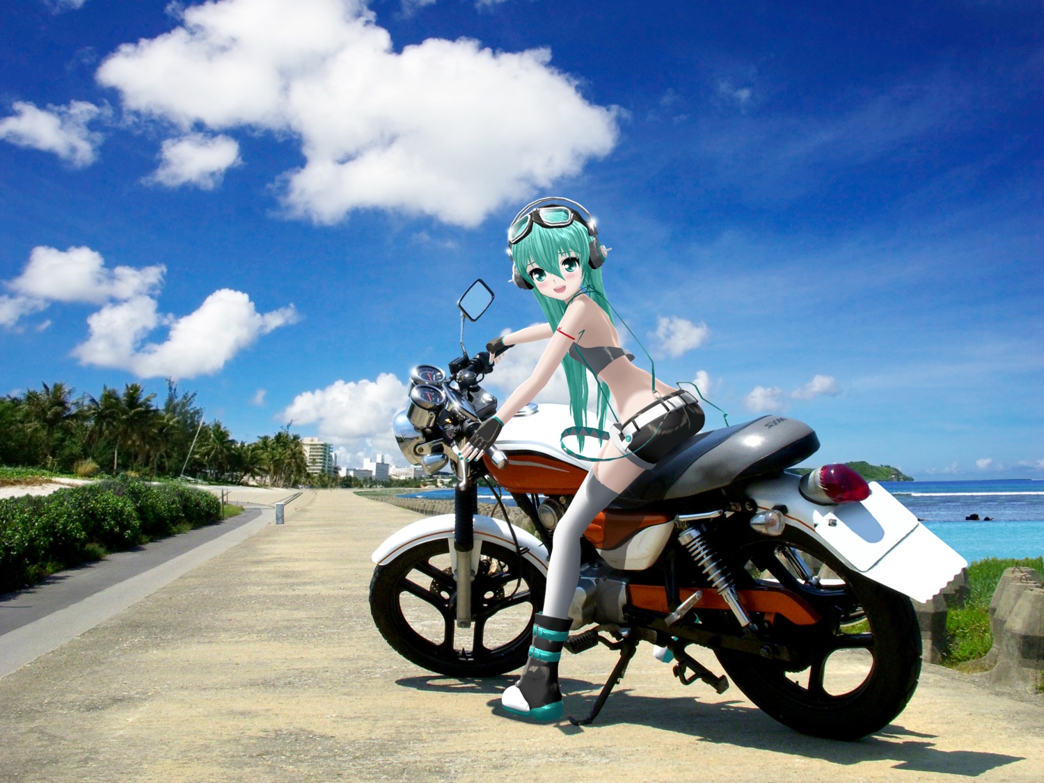 Yunagi Vocaloid Hatsune Miku Bike Shorts Bikini Top Cg Swimsuits
